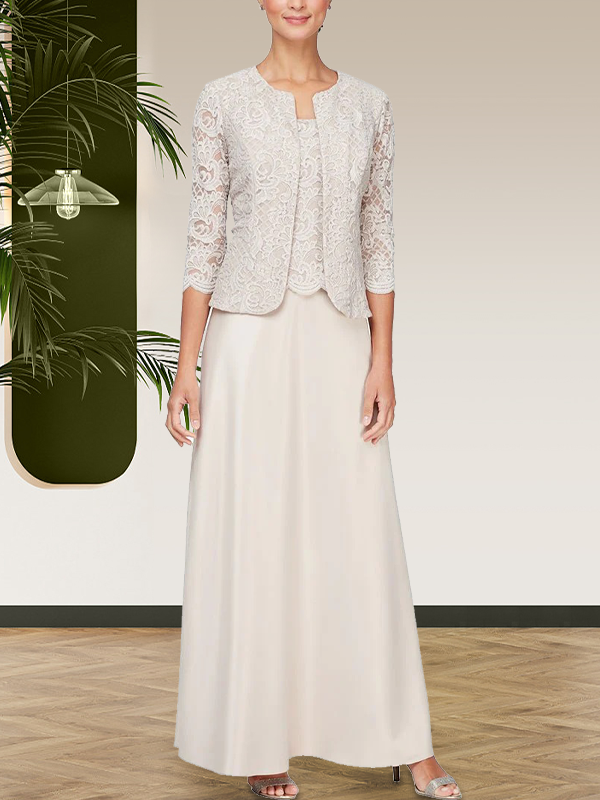 Dreamylily Glitter Lace & Satin Skirt Jacket Dress with Open Jacket