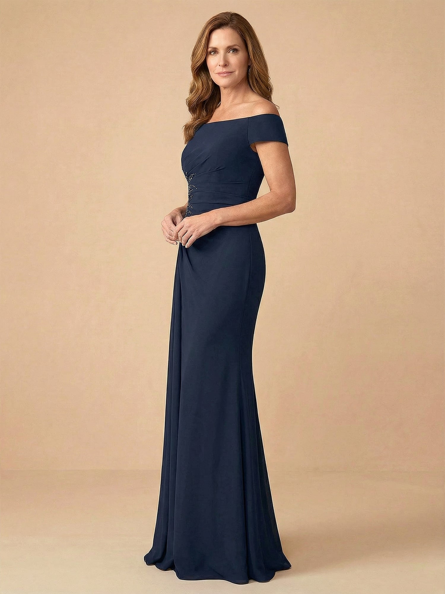Dreamylily Off the Shoulder Strapless Satin Mother of the Bride Dress ...