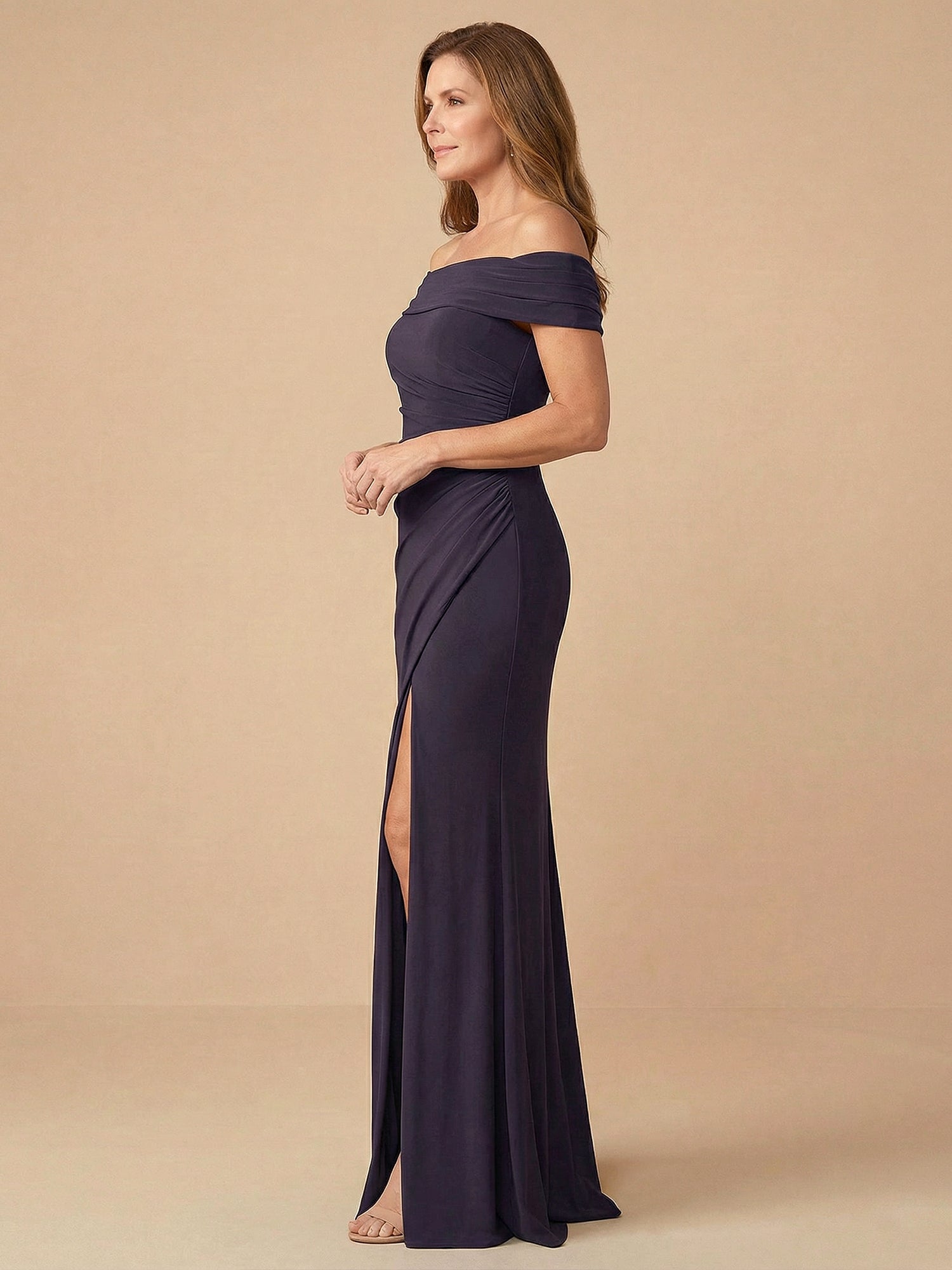 Dreamylily Off the Shoulder Strapless Satin Mother of the Bride Dress ...